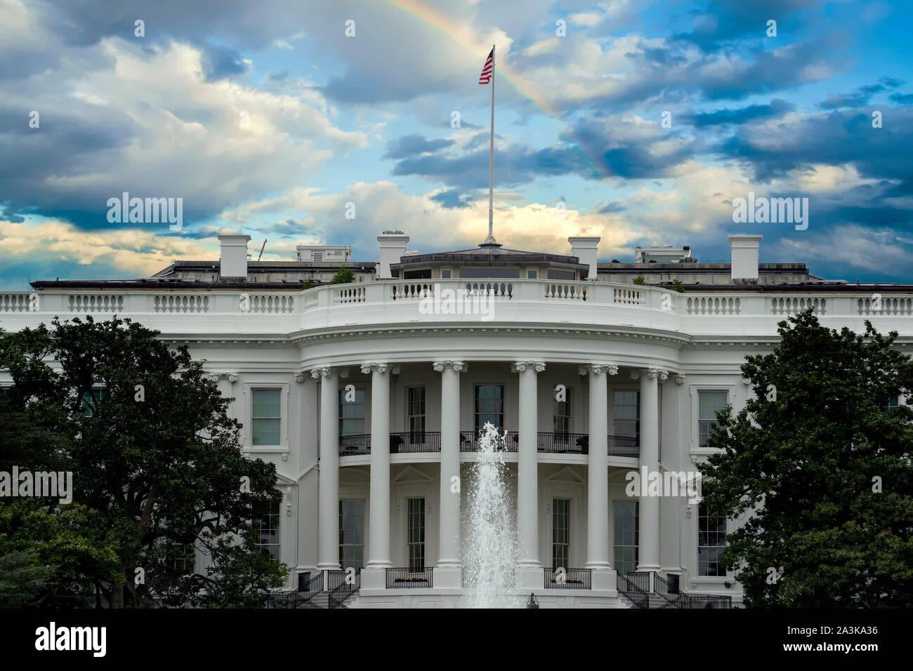 rainbow on white house washington dc usa Stock Photo - Alamy
