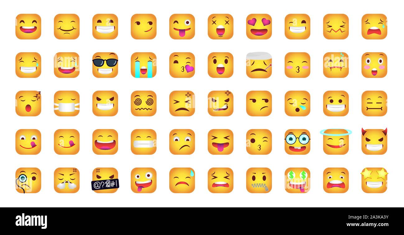 set of squares emoticons faces characters Stock Vector Image & Art - Alamy
