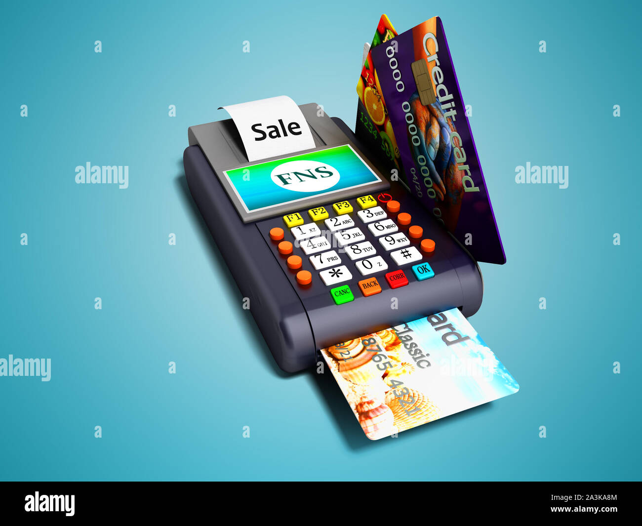 Modern Nfs payment on payment card POS-terminal with credit card inside ...