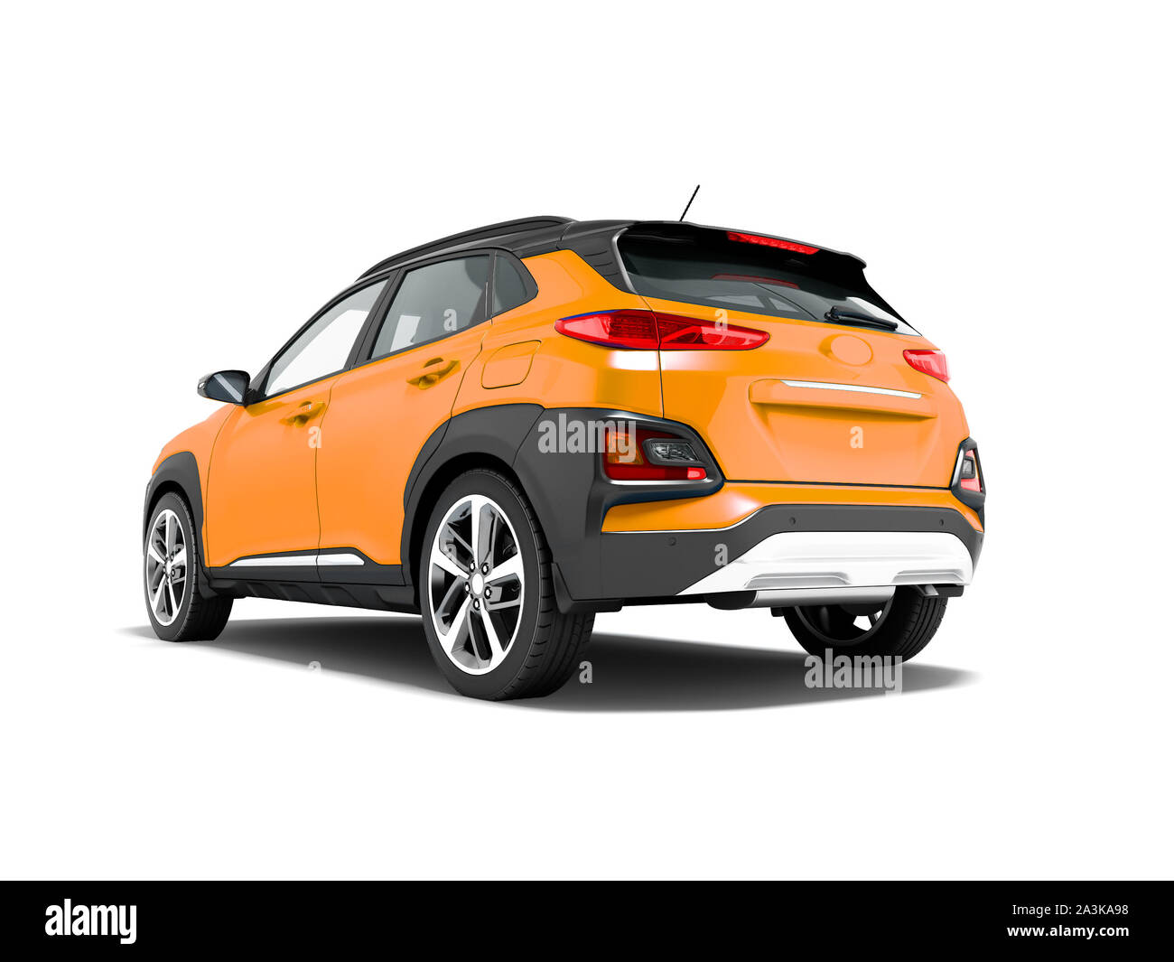 Modern orange car crossover for city tours 3D render on white ...