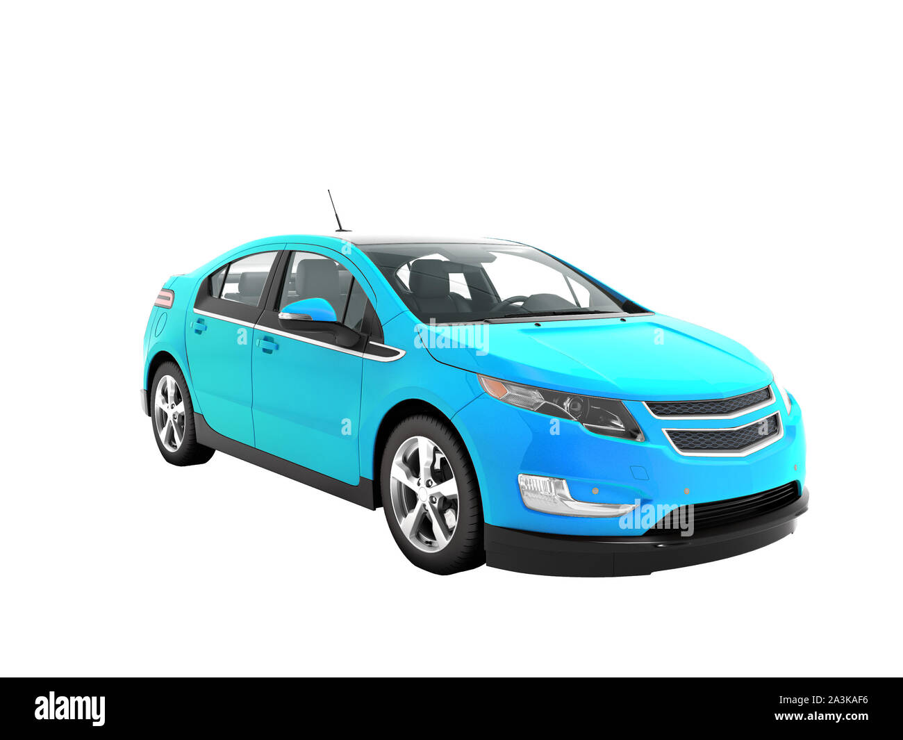 Modern electric car color gradient blue perspective view 3d rendering ...