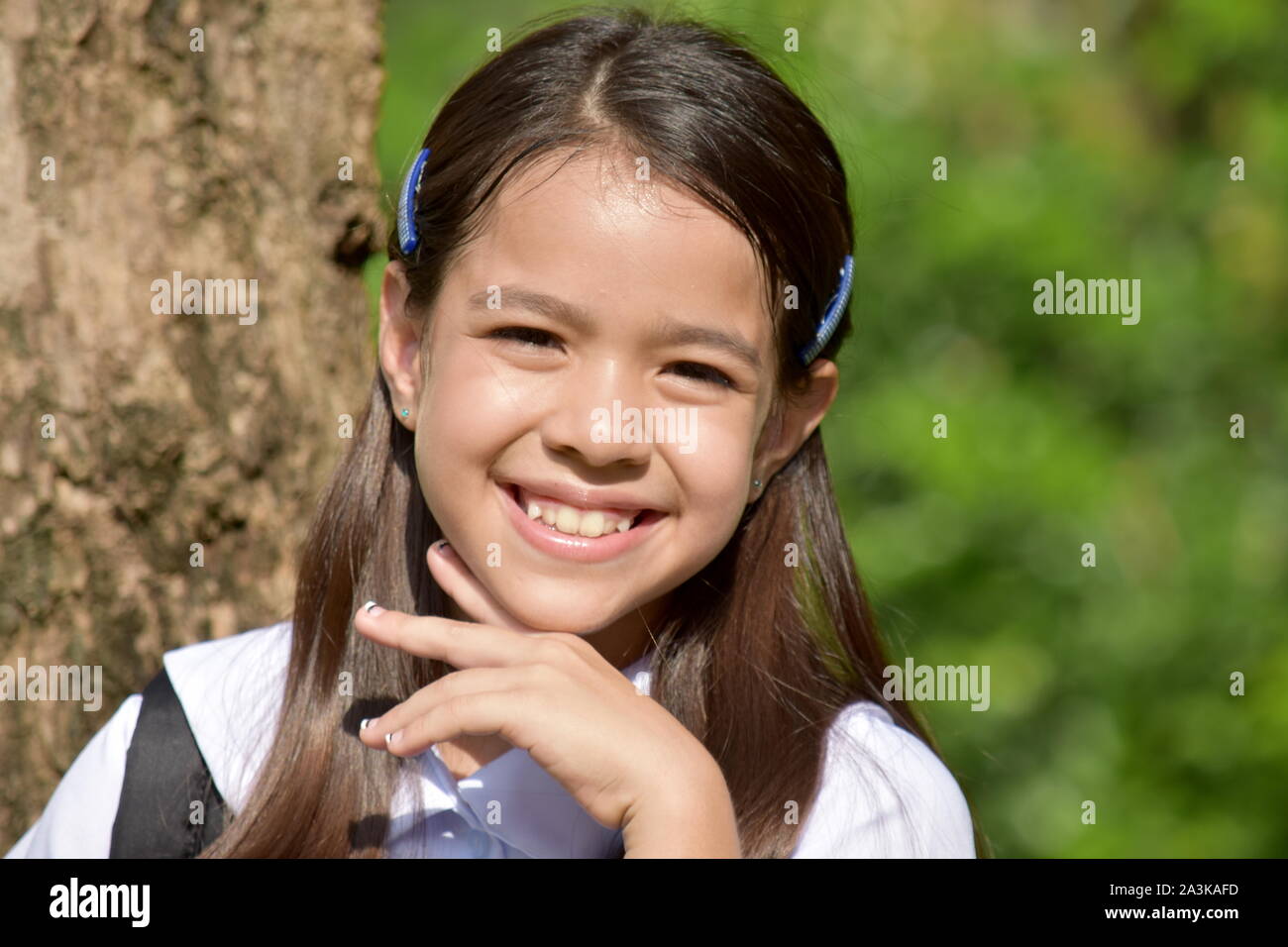 Pretty Cute Filipina Girl Student Wearing School Uniform Stock Photo ...