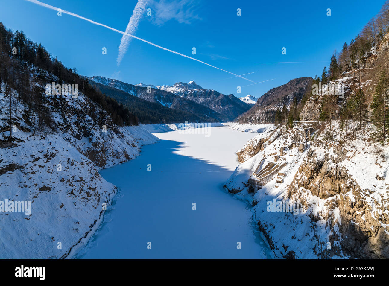 Winter on the Lake and on the dam of Sauris. Italy Stock Photo - Alamy