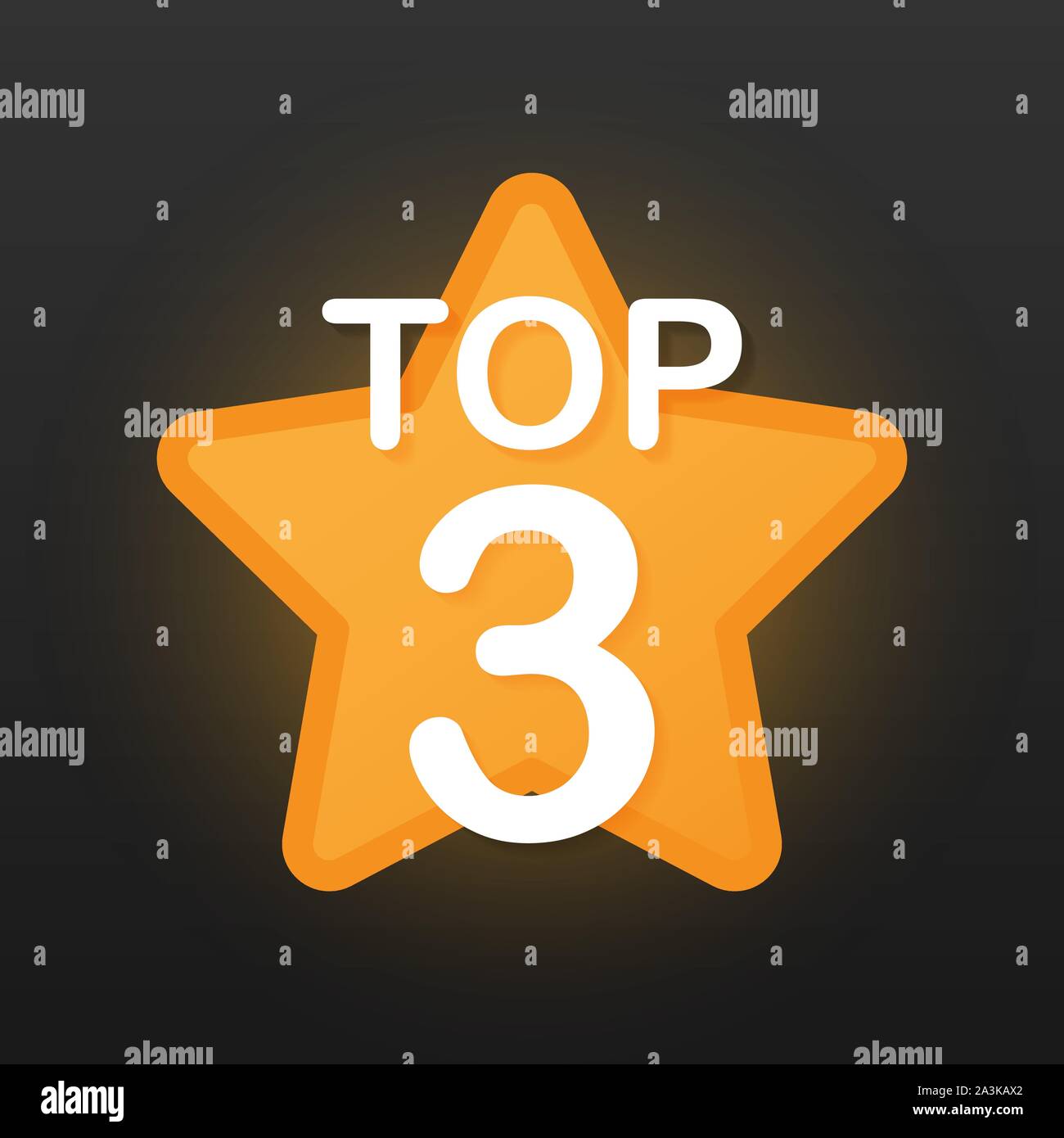 Top 3 - Top Three gold label on black background. Vector stock ...