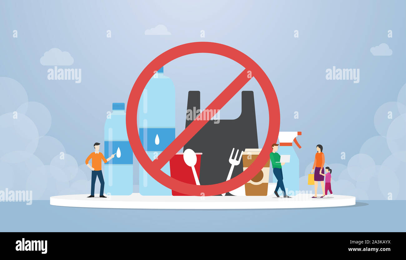 stop plastic campaign with various bottles plastics and other with team ...