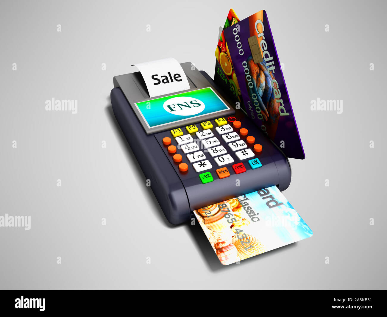Modern Nfs payment on payment card POS-terminal with credit card inside ...