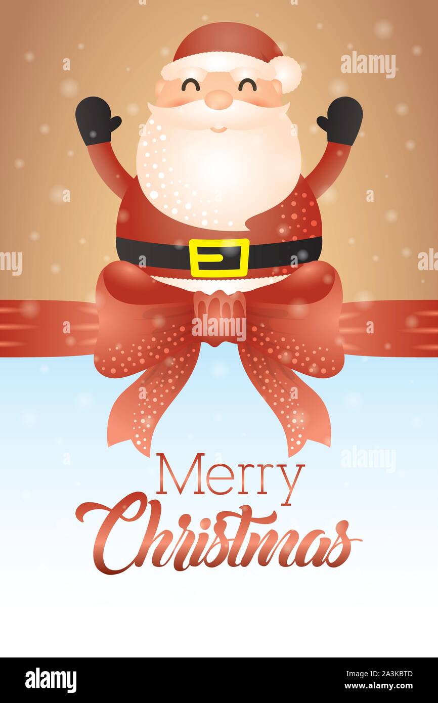 merry christmas card with cute santa claus Stock Vector Image & Art - Alamy