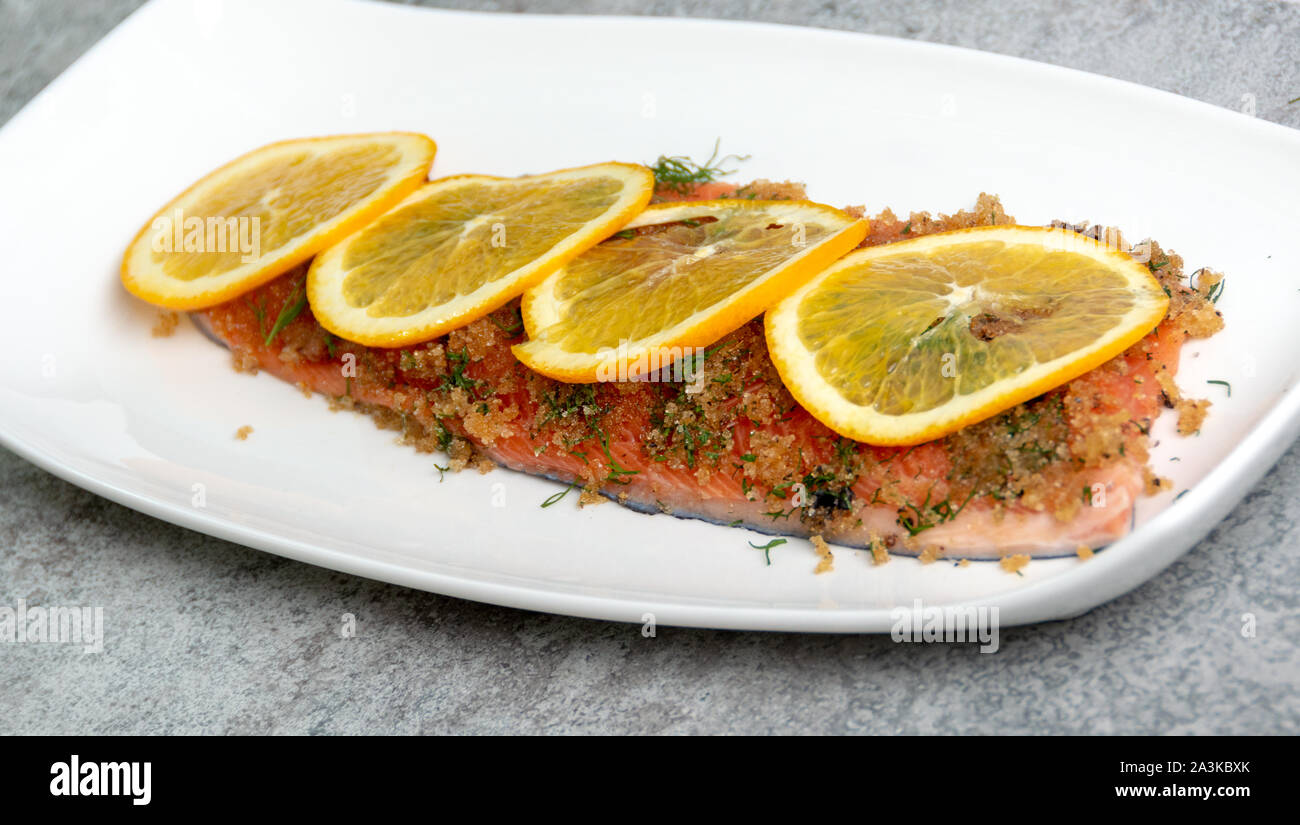 curing fresh fish salmon and trout Stock Photo - Alamy