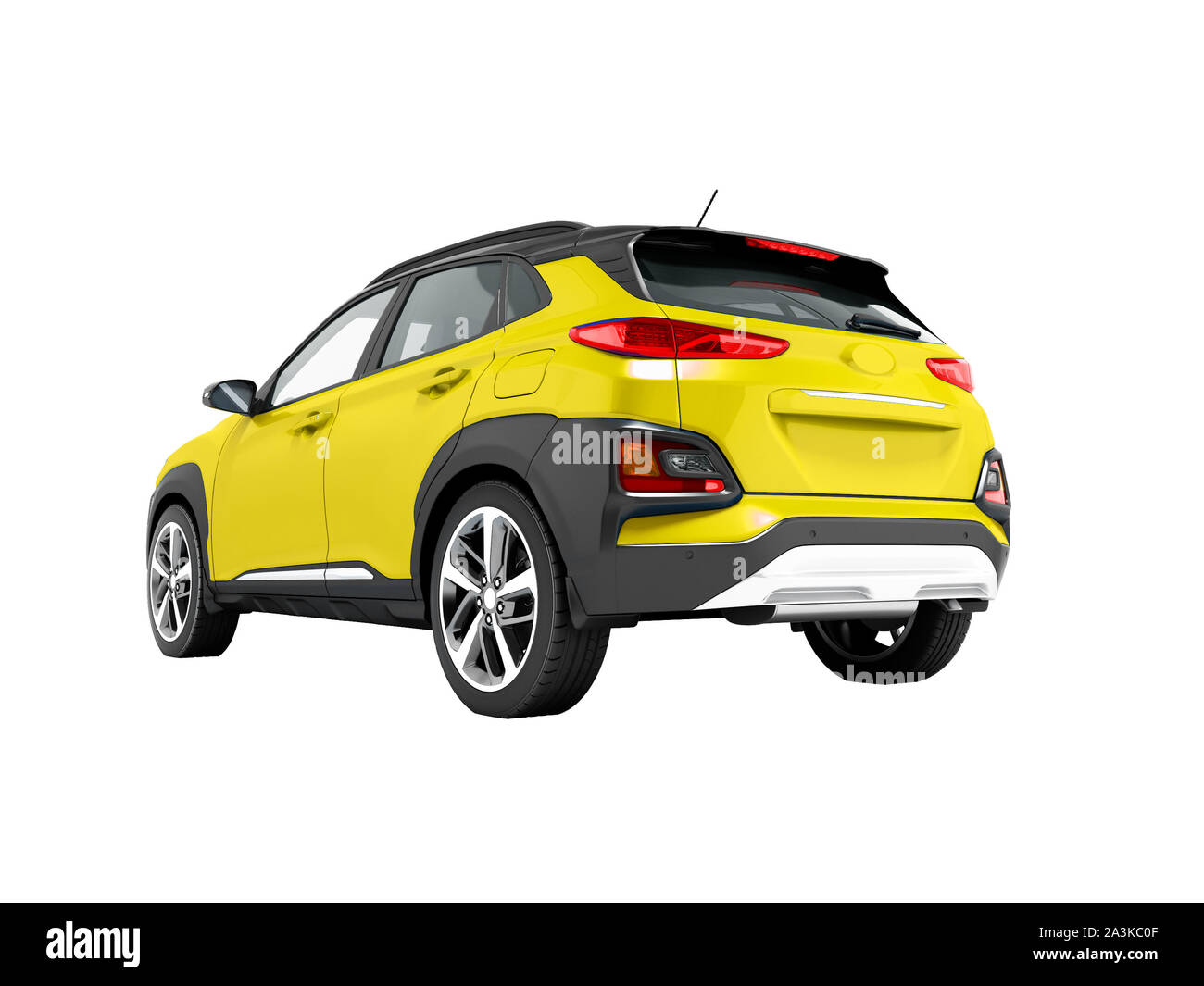 Modern yellow car crossover for city tours 3D render on white ...