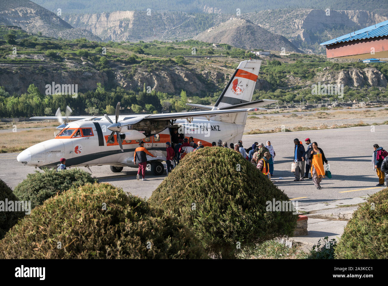 Aircraft of Summit Air in Jomsom airport, Lower Mustang, Nepal Stock ...