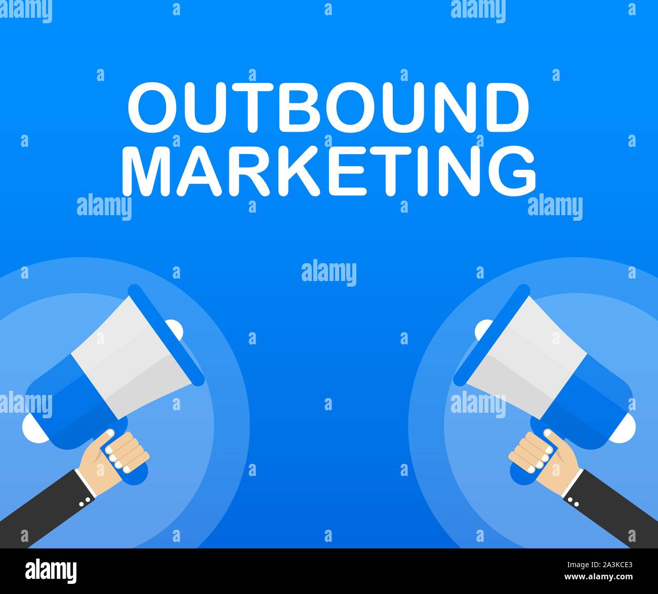 Megaphone Hand, business concept with text Outbound marketing. Vector ...