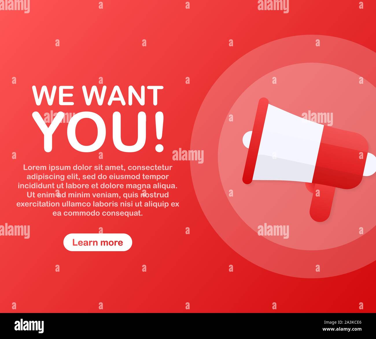 Megaphone Hand, business concept with text We want you! Vector stock ...