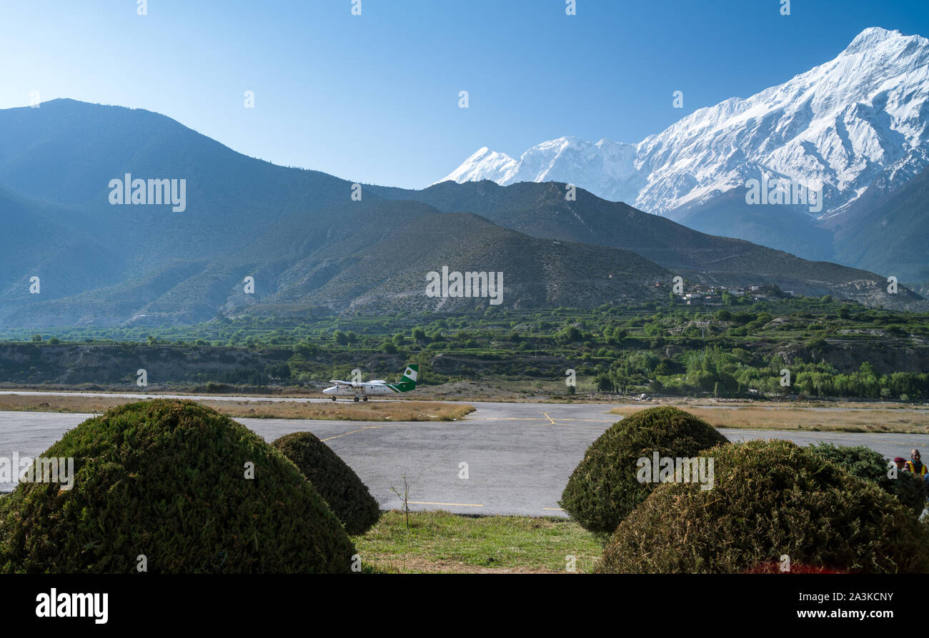 Aircraft of Tara Air at Jomsom airport, Lower Mustang, Nepal Stock ...