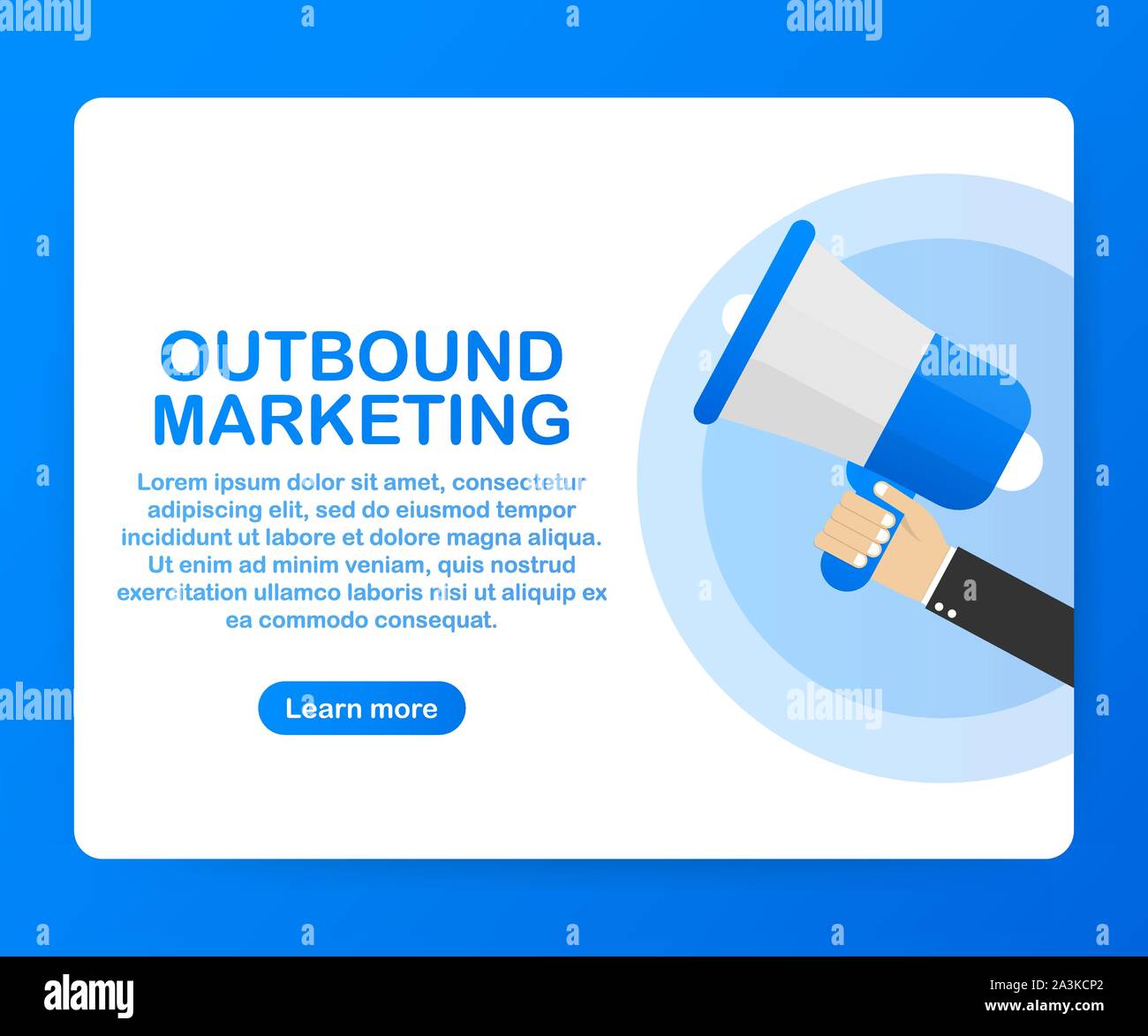 Megaphone Hand, business concept with text Outbound marketing. Vector ...