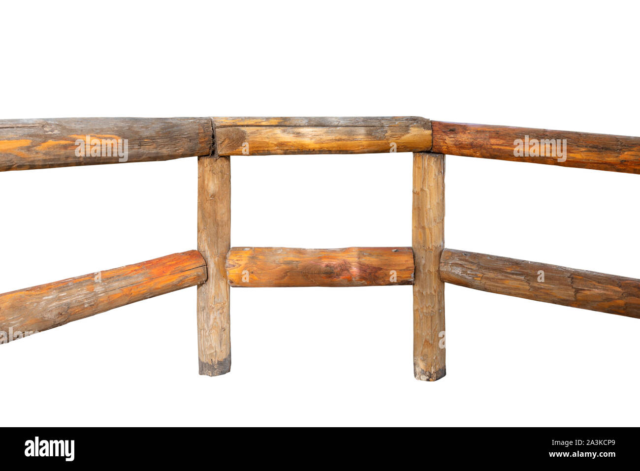 Railings with logs isolated on white background Stock Photo - Alamy