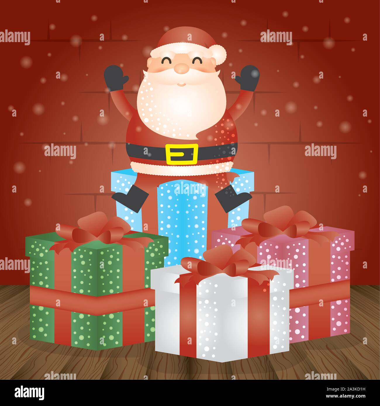 merry christmas card with santa claus Stock Vector Image & Art - Alamy