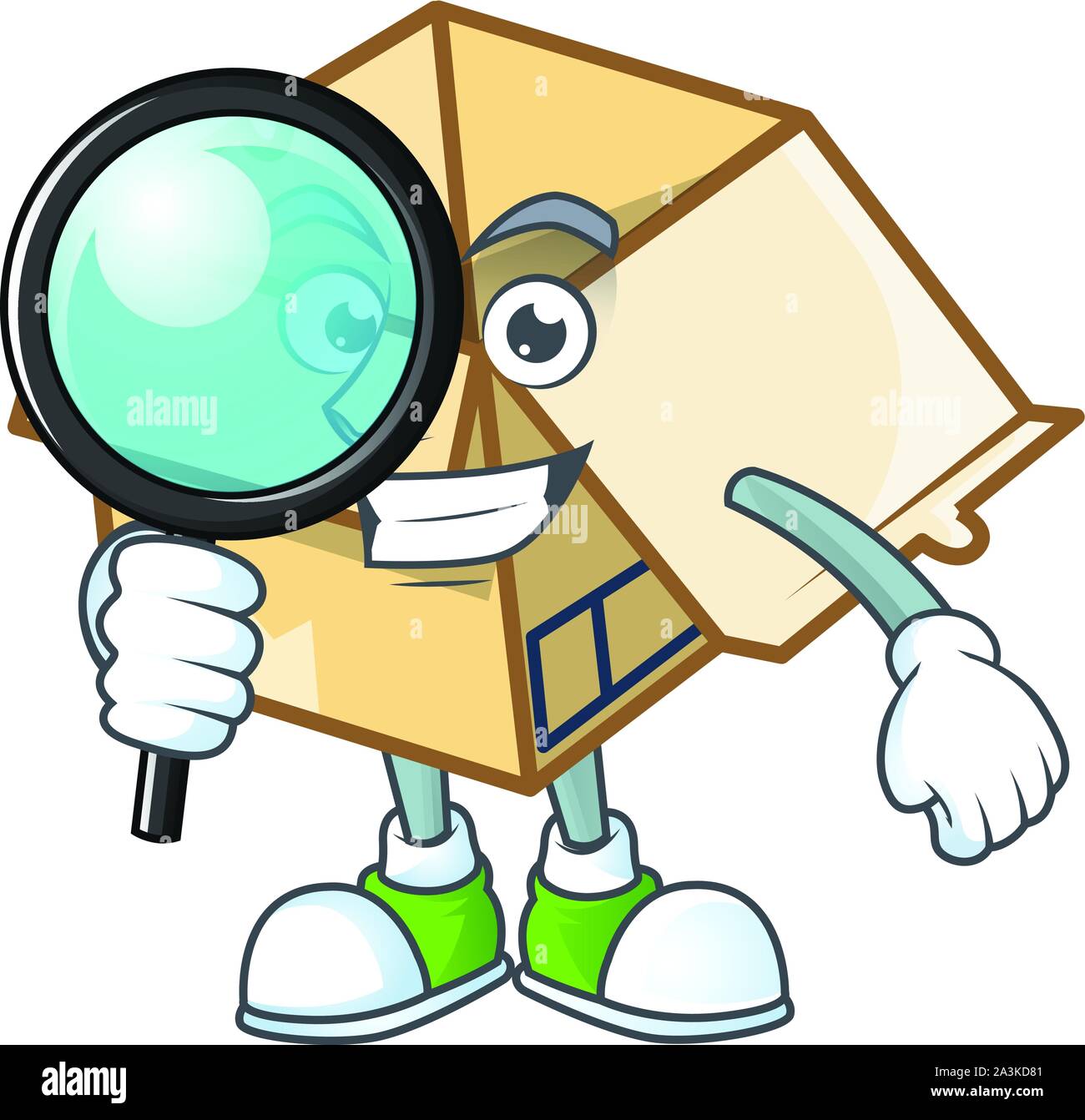 Detective cardboard open with character mascot shape Stock Vector Image ...