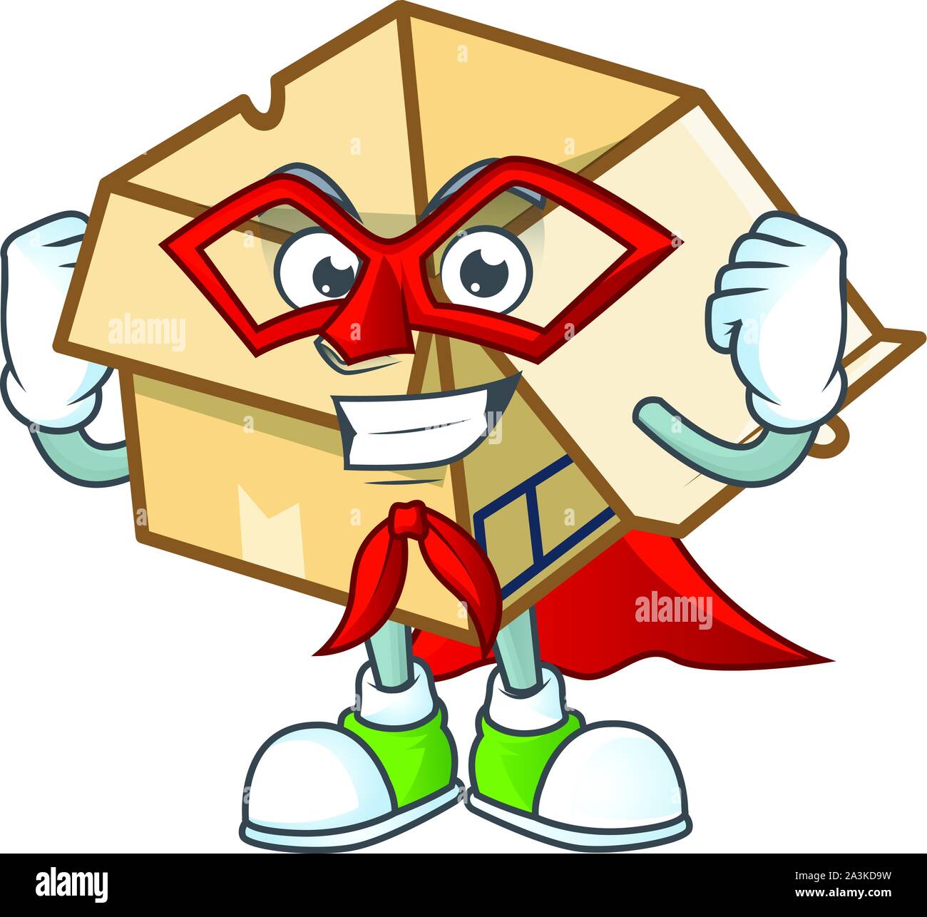 Super hero cardboard open with character mascot shape Stock Vector ...