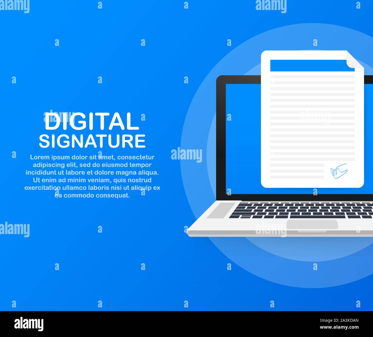 Digital signature. Web isometric contract signature infographic concept ...