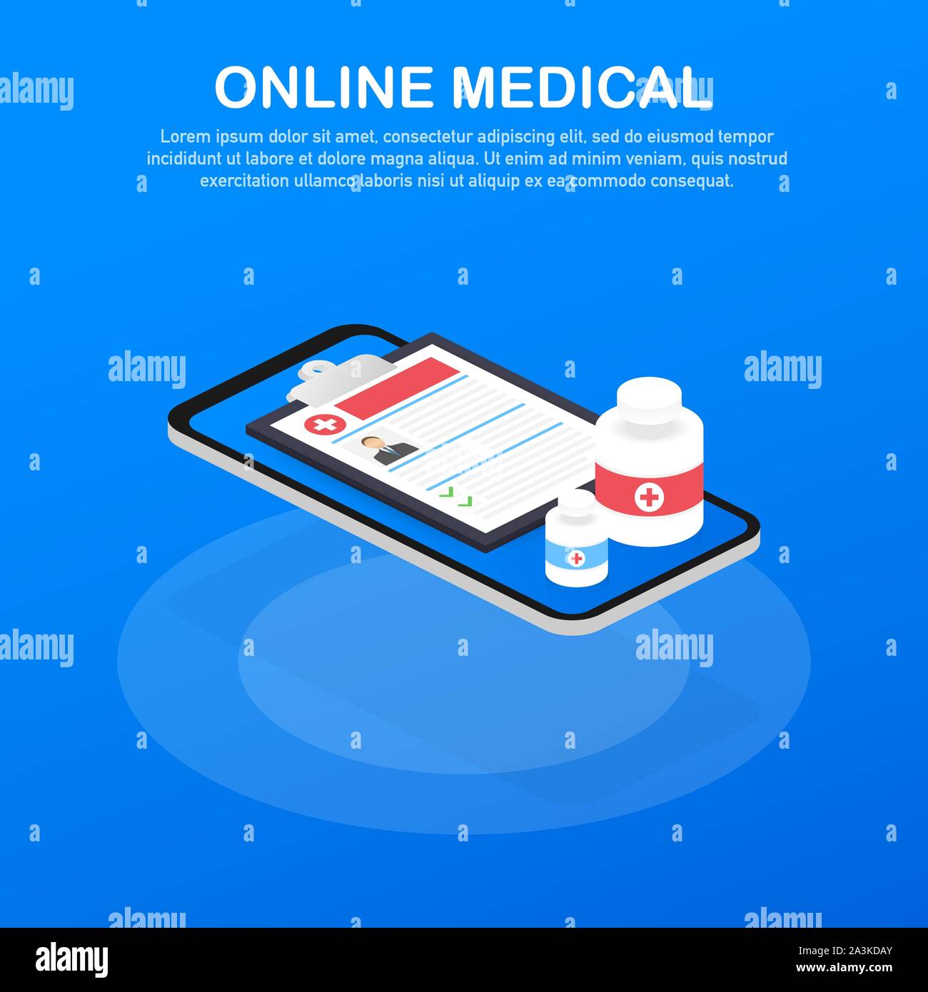 Online medical concept banner with characters. Can use for web banner ...
