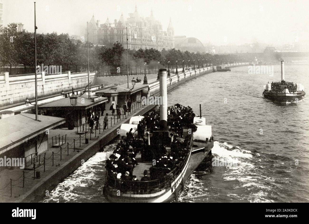 River Thames Embankment and steam launch, London Stock Photo - Alamy River Thames Embankment and steam launch, London Stock Photo - Alamy