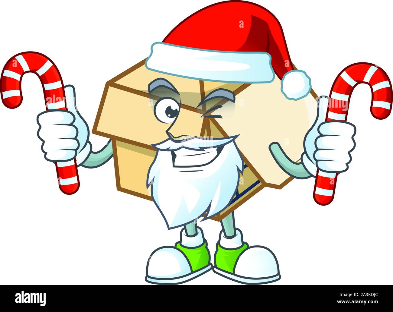 Santa with candy cardboard open isolated on white background Stock ...