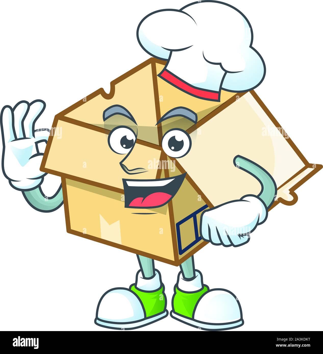 Chef cardboard open with character mascot shape Stock Vector Image ...
