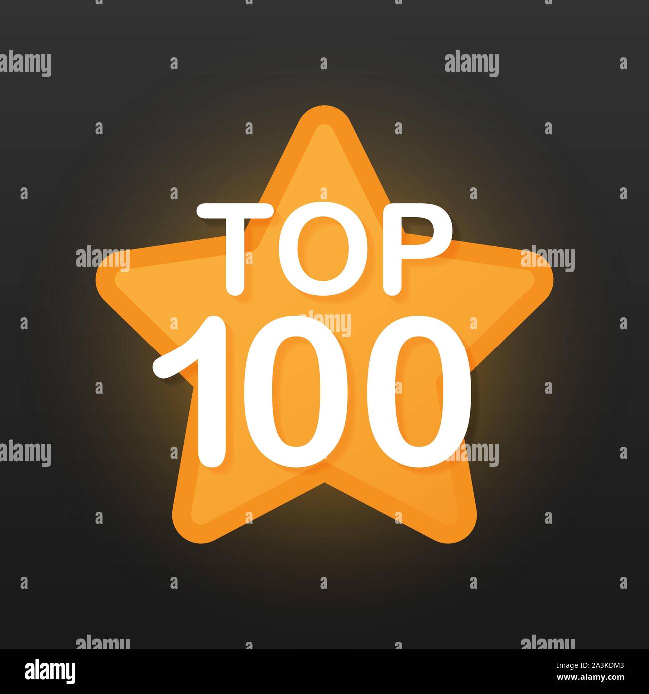 Top 100 - Top one hundred gold label on black background. Vector stock ...