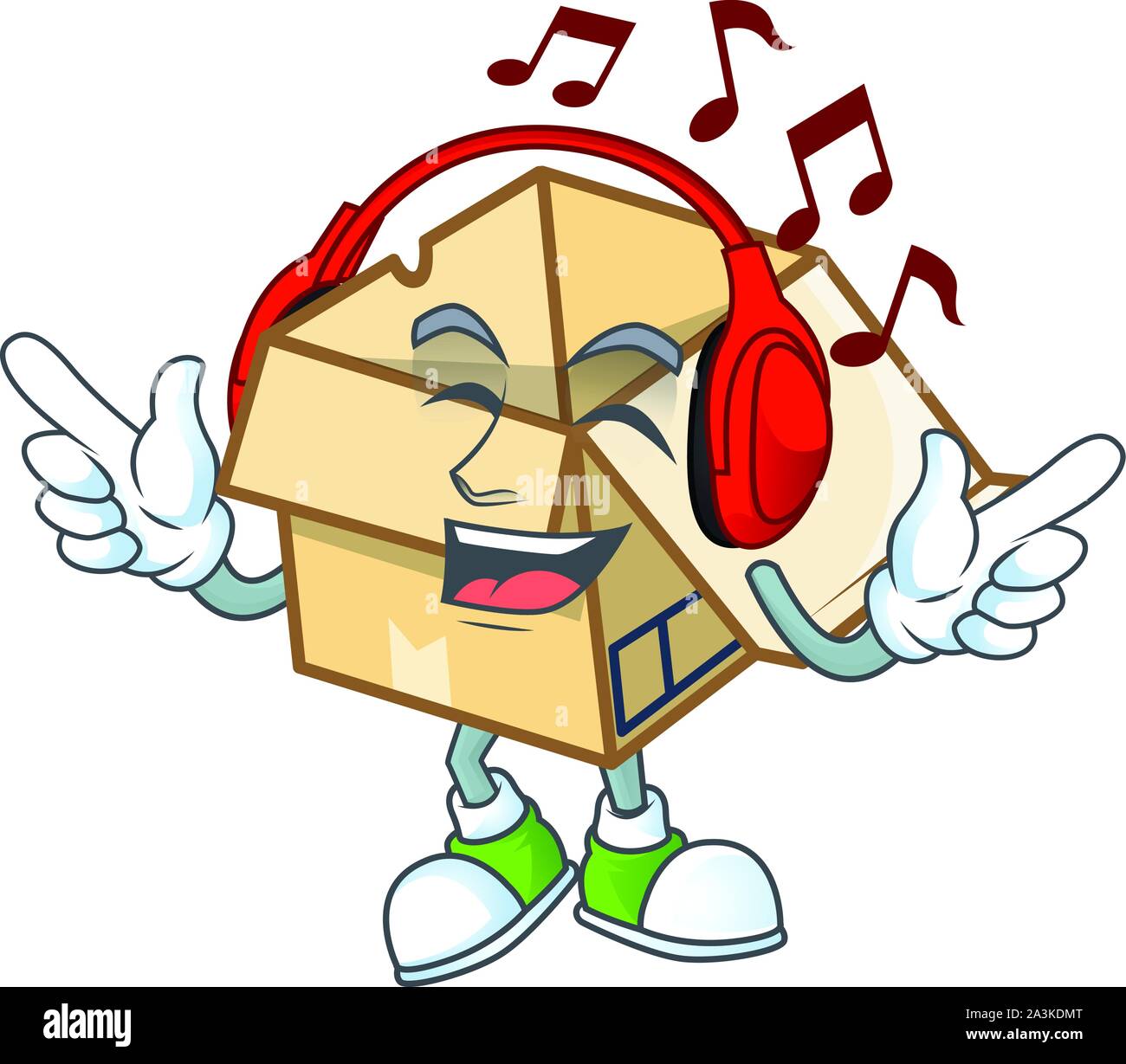 Listening music cardboard open in the cartoon shape Stock Vector Image ...