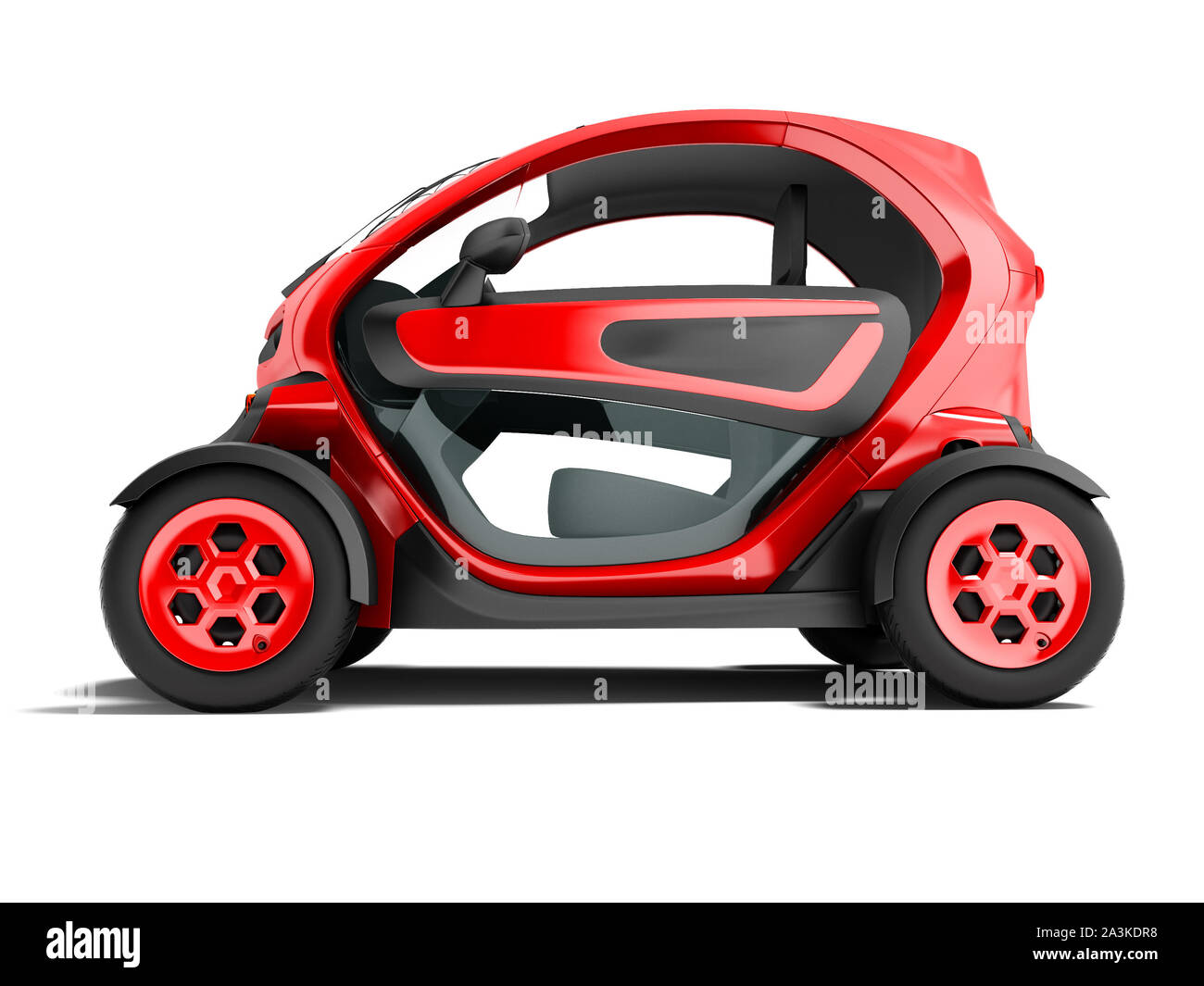 Modern red electric car for city trips on two seats 3d rendering on ...