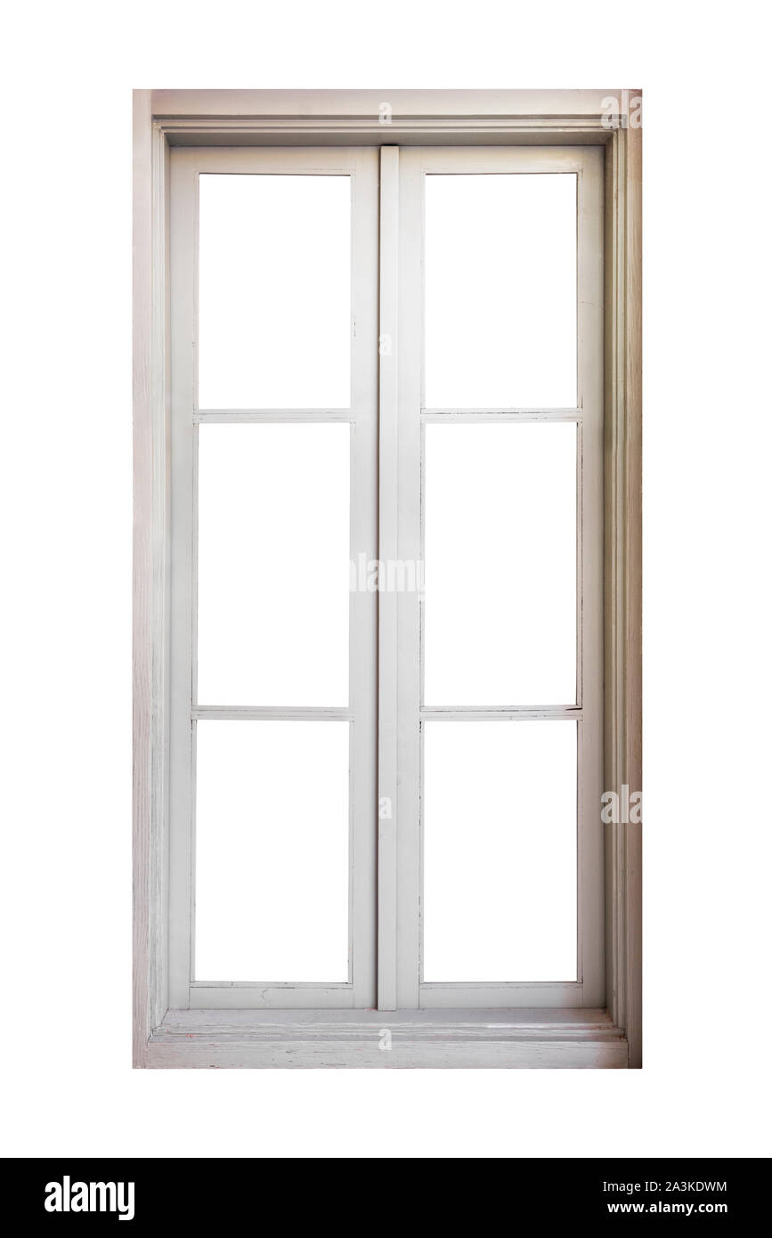 White wooden window isolated on white background Stock Photo - Alamy