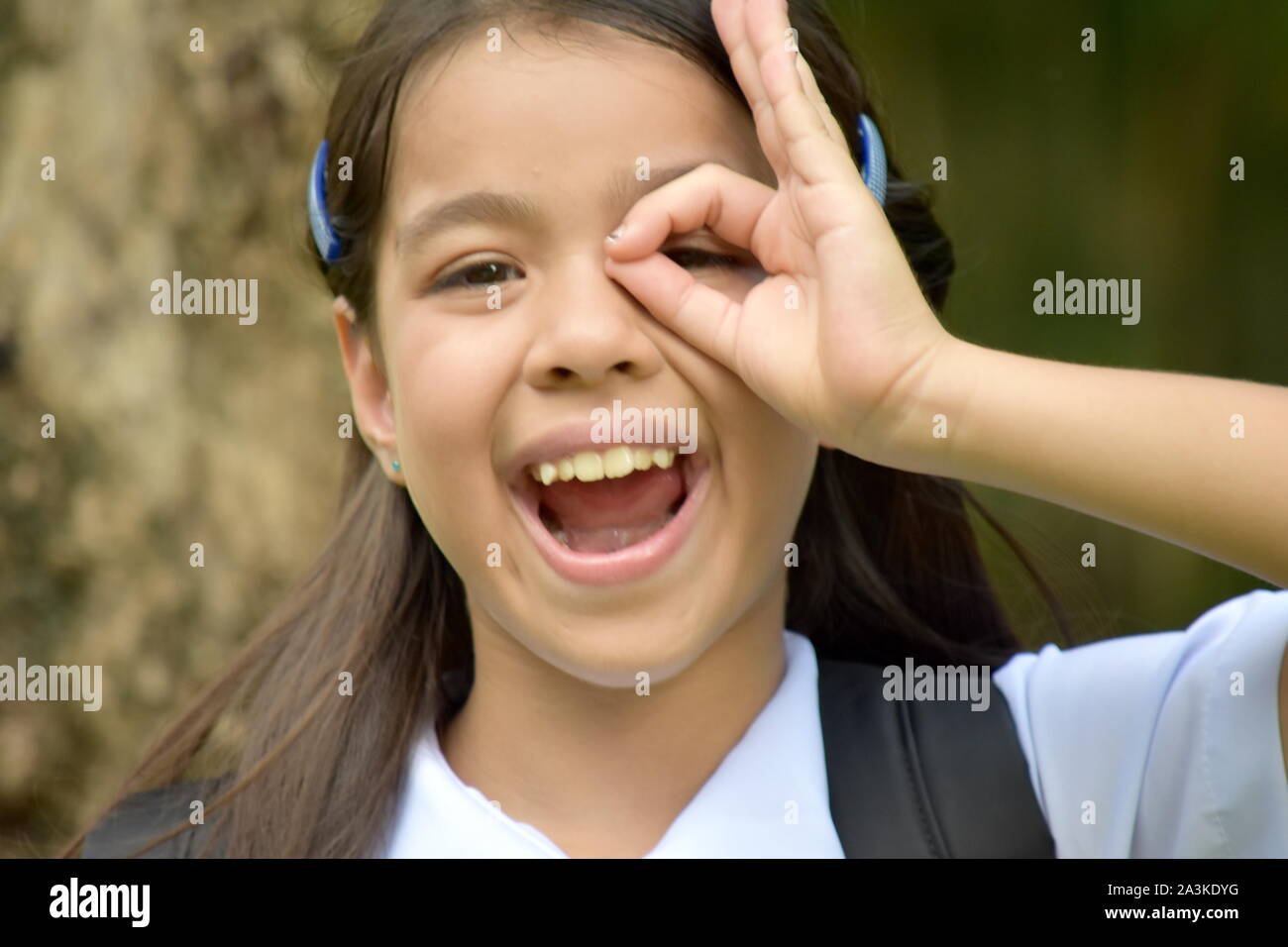 School Girl Searching With Notebooks Stock Photo - Alamy