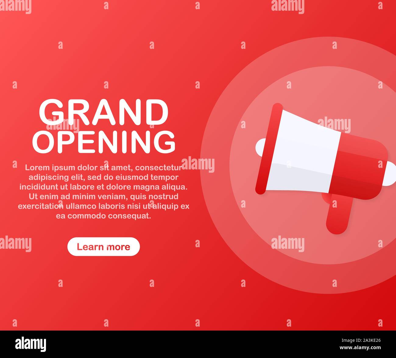 Megaphone Hand, business concept with text Grand opening. Vector stock ...