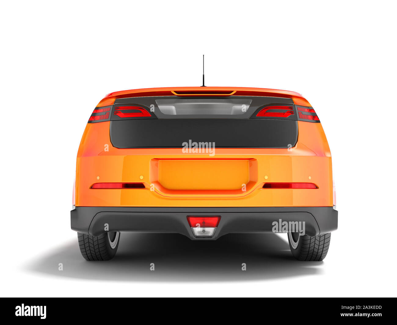 Modern electric car color gradient orange rear view 3d render on white ...