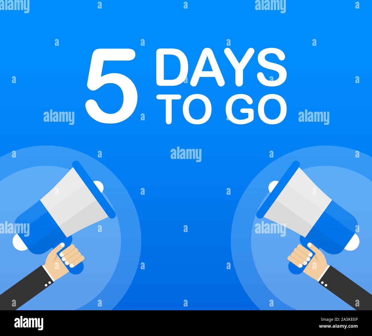 5 days to go flat icon on blue background. Banner for business ...