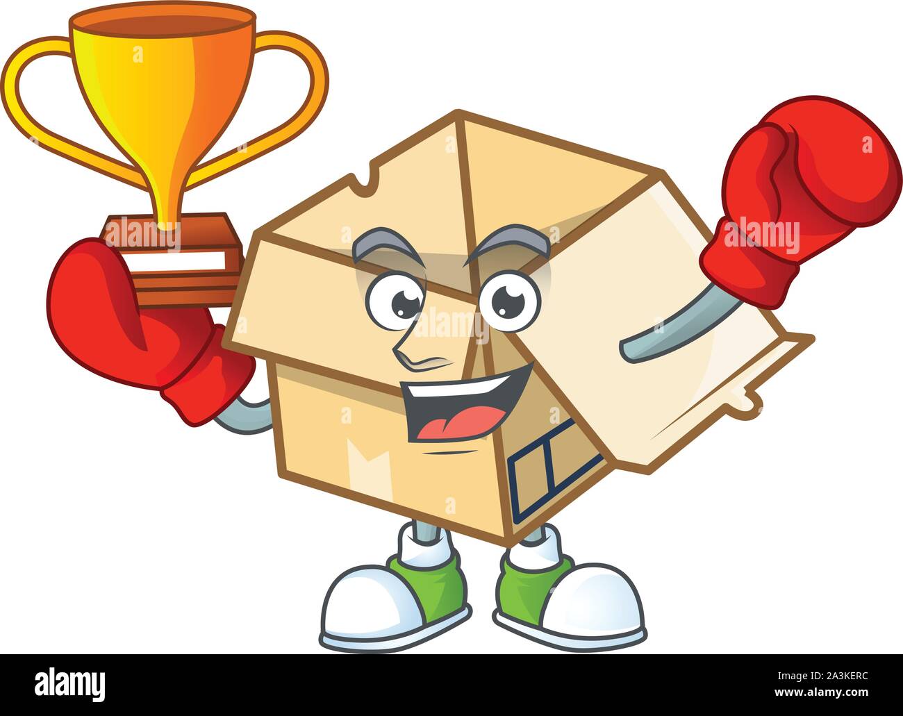 Boxing winner cardboard open isolated on white background Stock Vector ...