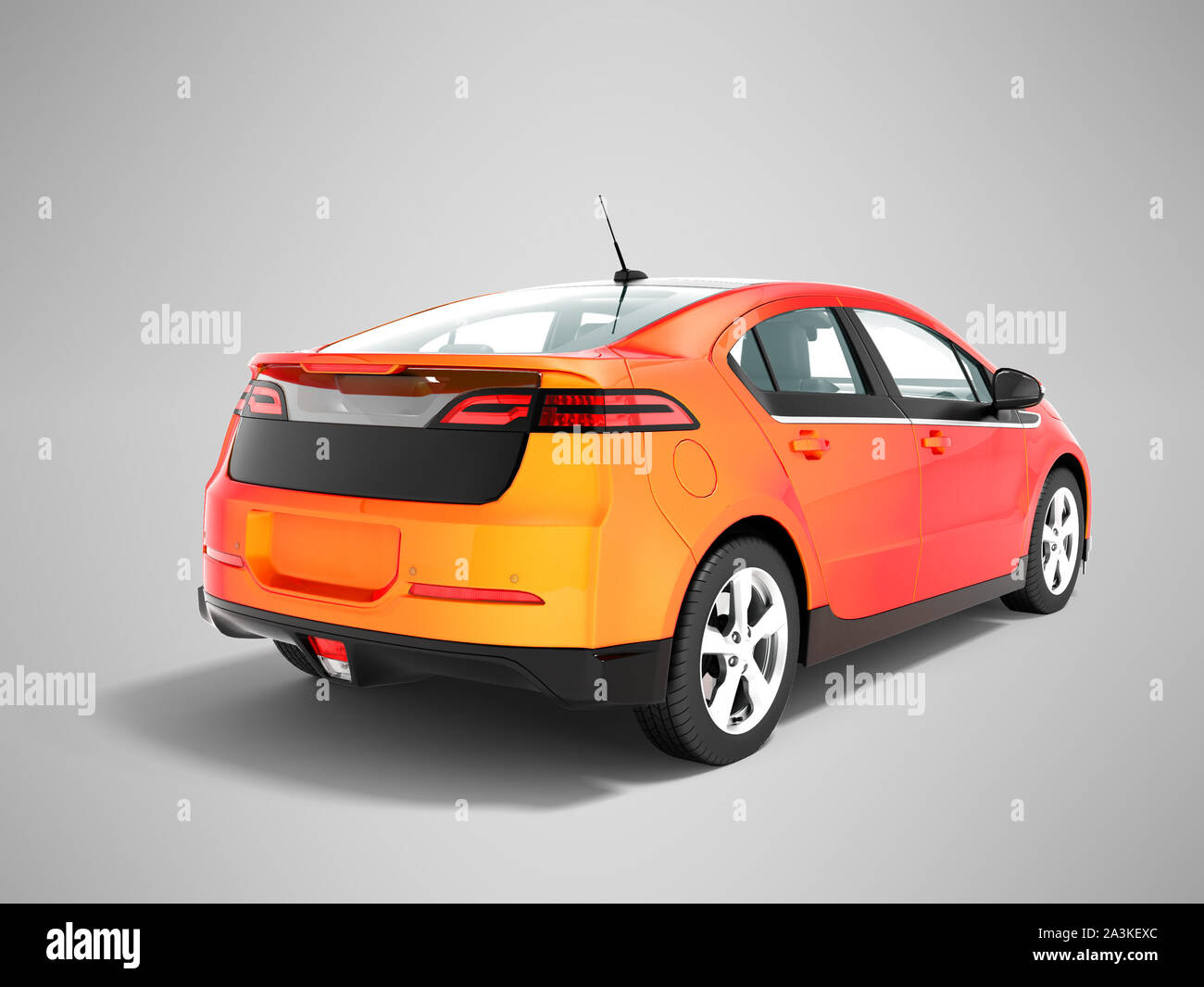 Modern electric car color gradient orange red perspective view 3d ...