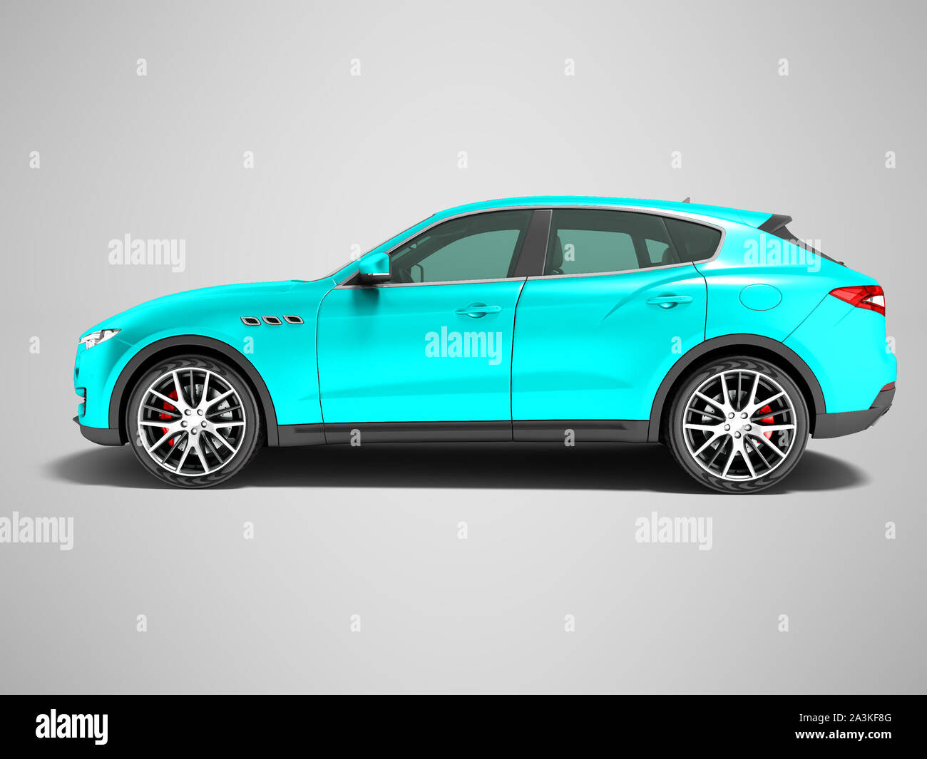Modern blue car crossover for business trips side view 3d render on ...