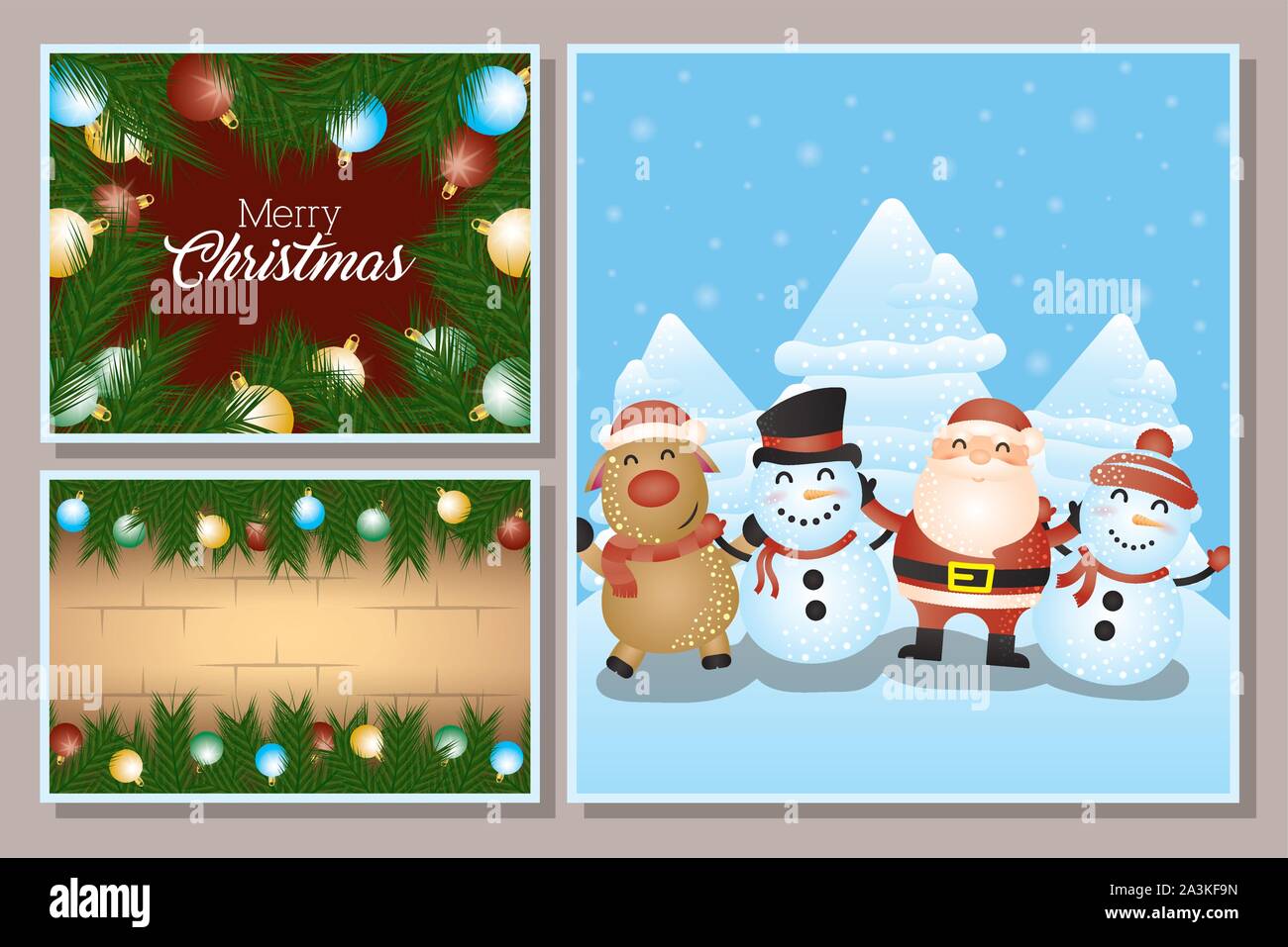 merry christmas card with group of characters Stock Vector Image & Art ...