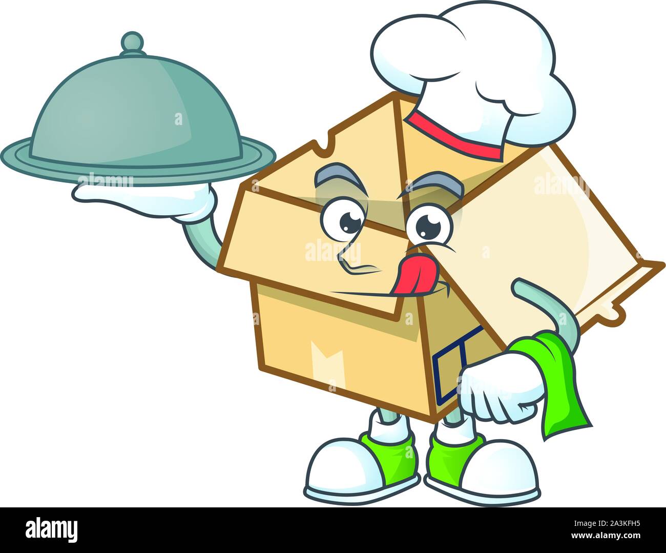Chef with food cardboard open in the cartoon shape Stock Vector Image ...