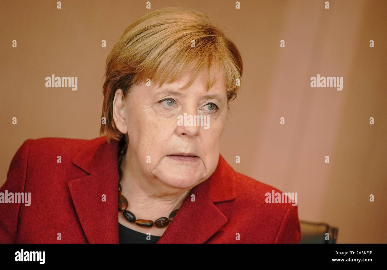Berlin, Germany. 09th Oct, 2019. Chancellor Angela Merkel (CDU) is ...