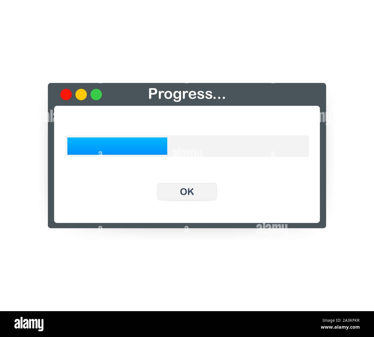 Loading data window with progress bar on white background. Vector stock ...