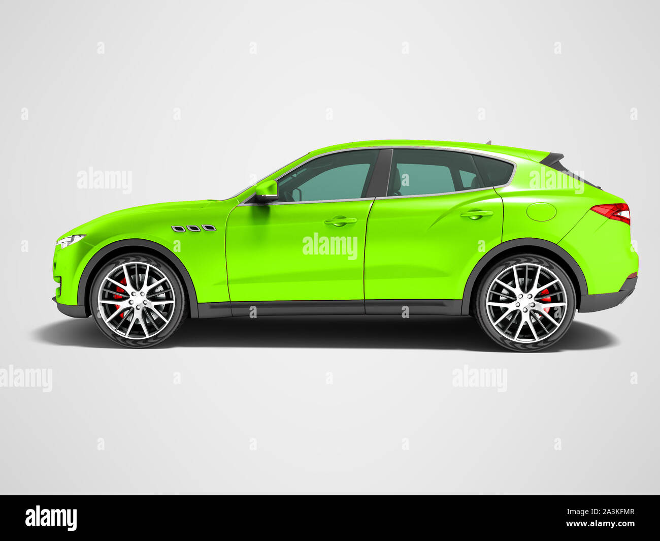 Modern light green crossover car for business trips side view 3D render ...