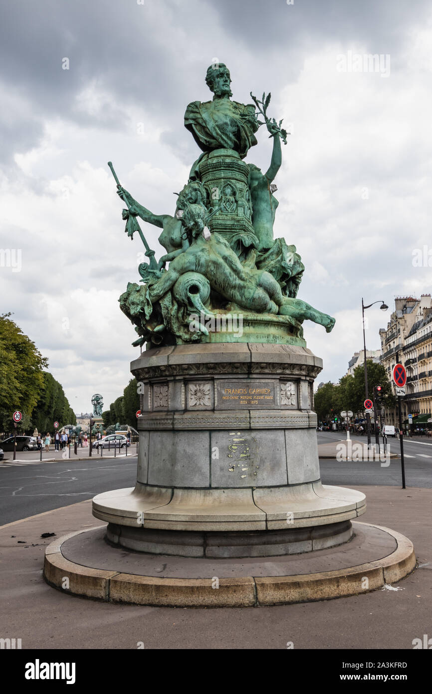 The monument to Francis Garnier, Paris Stock Photo - Alamy