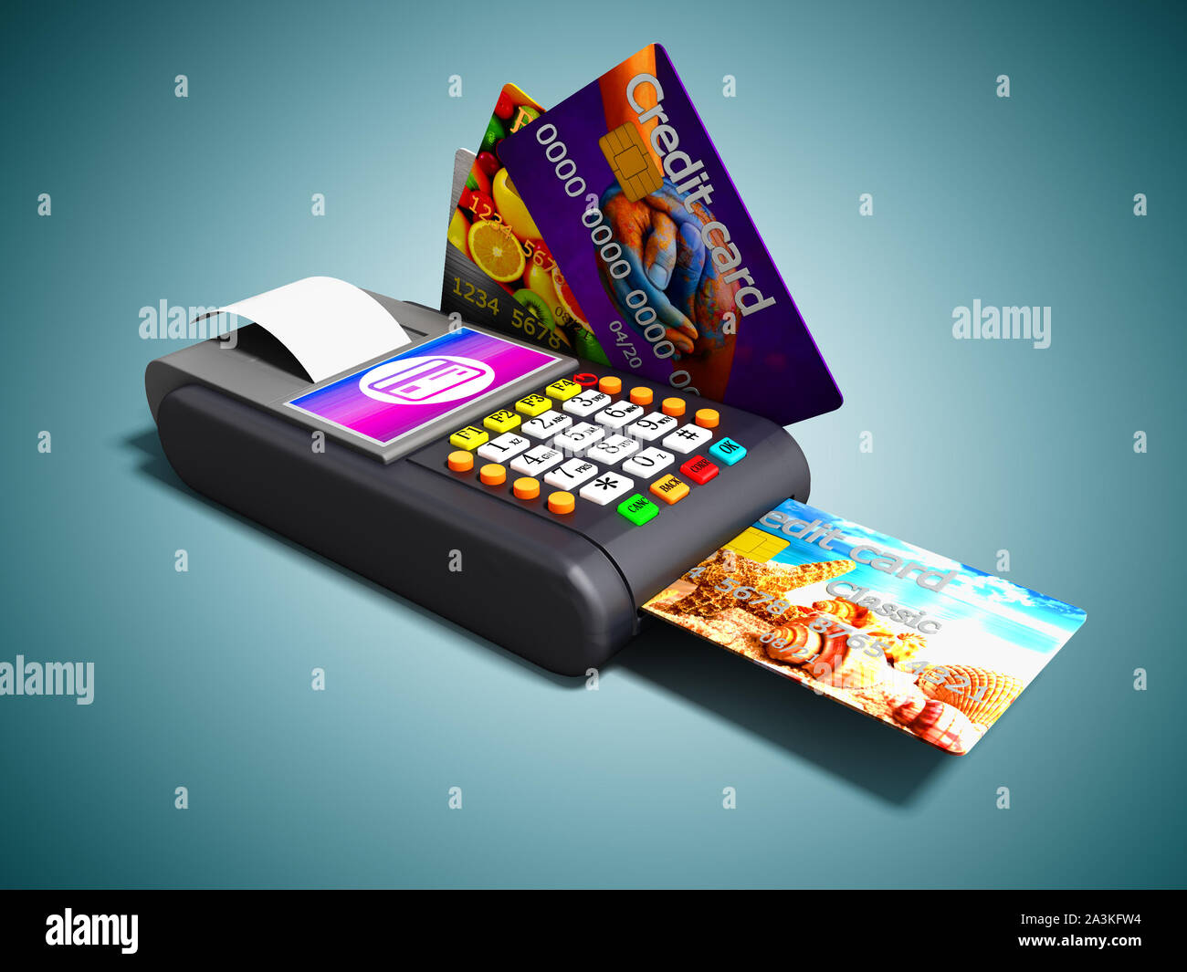 Modern Nfs payment on payment card POS-terminal with credit card inside ...