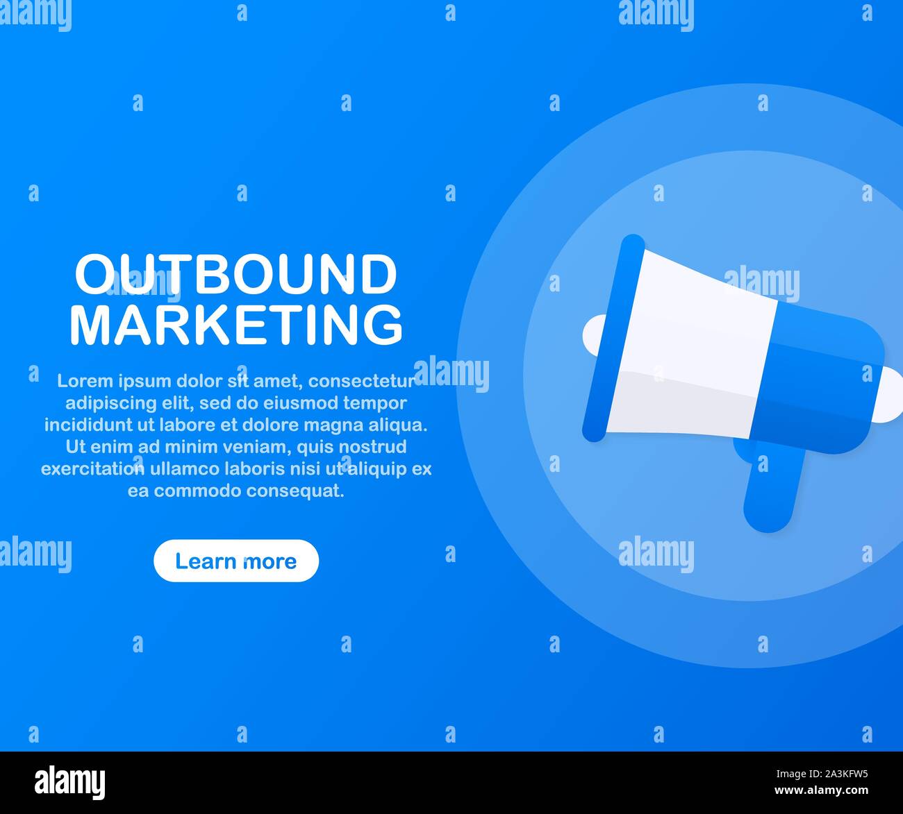 Megaphone Hand, business concept with text Outbound marketing. Vector ...