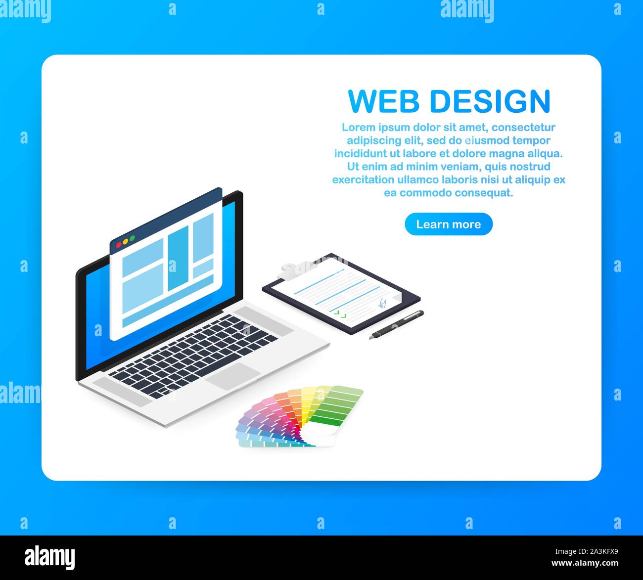 Web design illustration. Concept of creating websites, designed banners ...