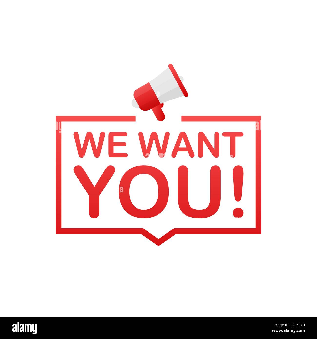 Megaphone Hand, business concept with text We want you! Vector stock ...