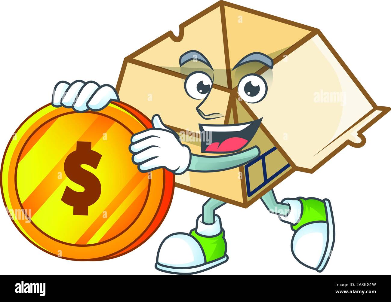 Bring coin cardboard open isolated on white background Stock Vector ...