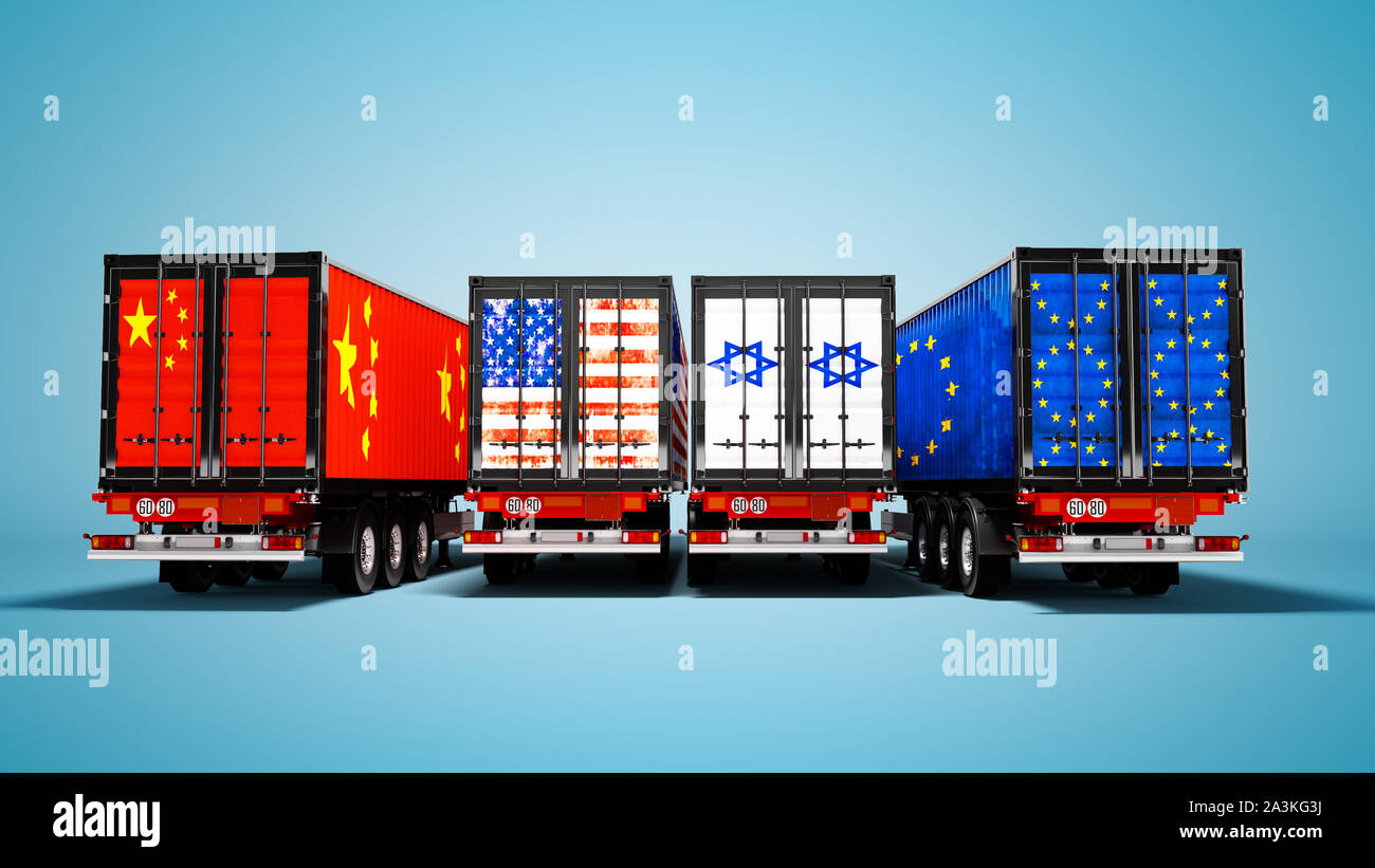 Import and export of goods by containers on trailers of the countries ...